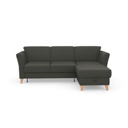 Sit & More SIT&MORE Ecksofa »Visby L-Form« Wahlweise mit Bettfunktion und Bettkasten, frei im Raum stellbar anthrazit