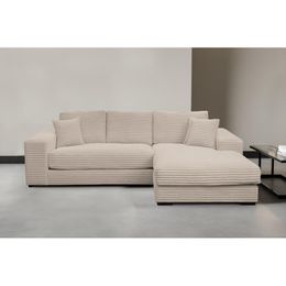 WERK2 Ecksofa »Eden modern und zeitlos, geschmackvolles Sofa, Breite 286cm, L-Form« Design Ecksofa in Cord mit besonders weichem Sitzkomfort Taupe