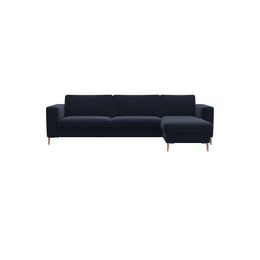 FLEXLUX Ecksofa &raquo;Fiore, super Sitzkomfort durch Kaltschaum im Sitz, L-Form&laquo; breite Armlehnen, Kaltschaum, F&uuml;&szlig;e Alu+ Eiche blau 100% Polyester