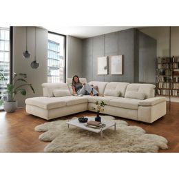 Die PlanBar Ecksofa &raquo;MP-IN16012 L-Form mit Federkern-Polsterung&laquo; inkl. Sitztiefenverstellung, optional mit Funktionen beige 85% Polyester;15% Nylon