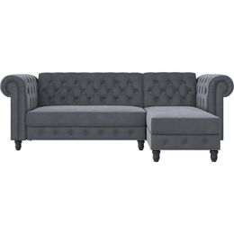 DOREL HOME Ecksofa »Felix, L-Form, 241 cm (Liegefl.108x195 cm), Recamiere tauschbar, « verstellb. Rückenlehne, Bett-Funktion, Velours, Kunstleder,...