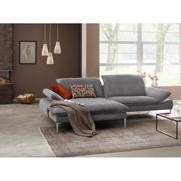 W.Schillig Ecksofa &raquo;enjoy&MORE, Designsofa, elegant und bequem, L-Form&laquo; mit Sitztiefenverstellung, F&uuml;&szlig;e Chrom gl&auml;nzend, Breite 294 cm grau Chenille-