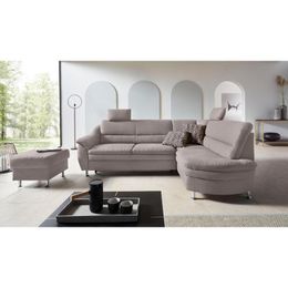Places of Style Ecksofa »Cardoso L-Form« Federkern, wahlweise mit Bett, Schubkasten grau