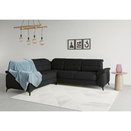 Sit & More SIT&MORE Ecksofa »Sinatra L-Form« optinal mit Kopfteilverstellung und Armteilfunktion, Metallfüße schwarz 0