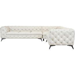 LEONIQUE Chesterfield-Sofa »Ecksofa GLYNIS L-Form mit Wellenunterfederung, Maße B/T/H 323/264/75cm« aufwändige Knopfheftung, moderne Chesterfield...