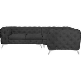 LEONIQUE Chesterfield-Sofa »Ecksofa GLYNIS L-Form mit Wellenunterfederung, Maße B/T/H 264/204/75cm« aufwändige Knopfheftung, moderne Chesterfield...
