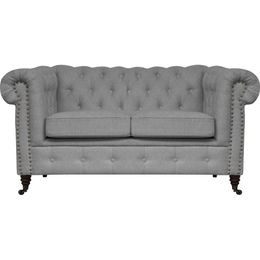 Home Affaire Chesterfield-Sofa »Aarburg« aufwändige Knopfheftung und Ziernägel im Chesterfield-Design silber
