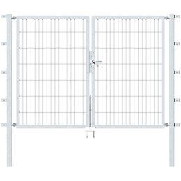 Alberts Zaundoppelt&uuml;r &raquo;Flexo&laquo; 200 cm Breite, in versch. H&ouml;hen silberfarben