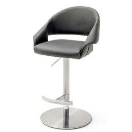 MCA furniture Bistrostuhl &raquo;PERU&laquo; () Bodenplatte rund, 360&deg; drehbar, Sitzh&ouml;he einstellbar von 56-81 cm grau + Edelstahl geb&uuml;rstet