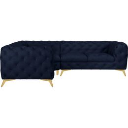 LEONIQUE Chesterfield-Sofa »Ecksofa GLYNIS L-Form mit Wellenunterfederung, Maße B/T/H 264/204/75cm« aufwändige Knopfheftung, moderne Chesterfield...