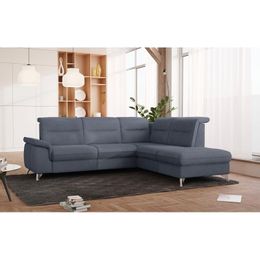 Sit & More SIT&MORE Ecksofa »Astoria L-Form« wahlweise mit motorischer Relaxfunktion grau/blau