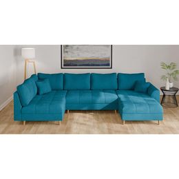 Home Affaire Wohnlandschaft &raquo;CHARRE U-Form mit Ottomane, Ma&szlig;e B/T/H: 310/161/81 cm&laquo; feine Steppung, lose R&uuml;cken- und Zierkissen, auch in Cord und 