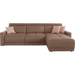 DOMO collection Ecksofa »Ava mit moderner Sitzheftung & toller Doppelnaht, komfortabel, L-Form« mit Recamiere, inkl. Federkern, wahlweise mit...
