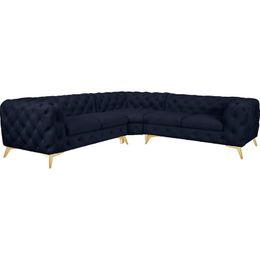 LEONIQUE Chesterfield-Sofa »Ecksofa GLYNIS L-Form mit Wellenunterfederung, Maße B/T/H 264/264/75cm« aufwändige Knopfheftung, moderne Chesterfield...