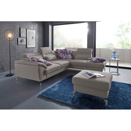 Sit & More SIT&MORE Ecksofa »Percy L-Form« 12 cm Fußhöhe, Sitztiefenverstellung, wahlweise in 2 Fußfarben grau