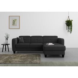 Sit & More SIT&MORE Ecksofa »Belluci L-Form« inklusive Federkern, wahlweise mit Bettfunktion und Bettkasten schwarz