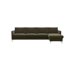 FLEXLUX Ecksofa »Fiore, L-Form, bequem und komfortabel durch hochwertigem Sitzaufbau« schmale Armlehnen, Kaltschaum, Füße Alu Moss Green
