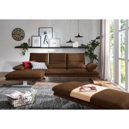 W.Schillig Ecksofa &raquo;broadway, Designsofa mit tollem Sitzkomfort, L-Form&laquo; Sitztiefenverstellung, Kopfteil- & Seitenteilverstellung, Breite 291cm braun 
