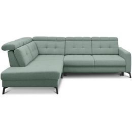 Musterring Ecksofa »MR 4615« mit Kopf- und Rückenverstellung, Metallfuß schwarz, Maße 272 x 214 cm mint