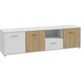 FORTE Lowboard »QuadroTV-Board, TV-Schrank« Weiß/ Lamela Eiche hell moderner großer TV-Schrank