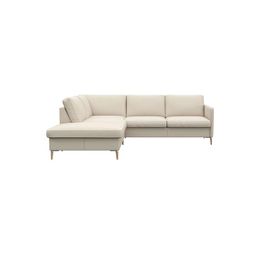 FLEXLUX Ecksofa »Fiore, L-Form, super bequem durch Kaltschaum im Sitz« schmale Armlehnen, Füße Alu/Eiche, B/T 234/225 cm Warm White
