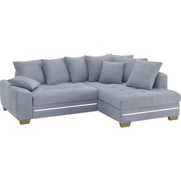 MR. COUCH Ecksofa »Nikita II, L-Form« mit RGB-LED Beleuchtung, wahlweise mit Bett, Bettkasten, Kaltschaum Memphis 1676 blue grey