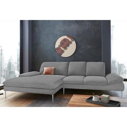W.Schillig Ecksofa &raquo;enjoy&MORE, Designsofa, elegant und bequem, L-Form&laquo; mit Sitztiefenverstellung, F&uuml;&szlig;e silber matt, Breite 310 cm grau Chenille-