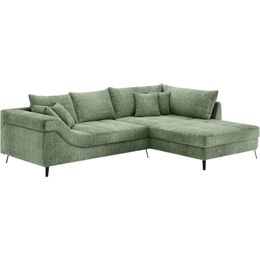 MR. COUCH Ecksofa »Portofino L-Form« 4 Bezugsqualitäten, 13, 5 cm hohe Metall-Profilfüße in matt-schwarz Dolce 11 green