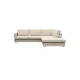 FLEXLUX Ecksofa »Fiore, L-Form« schmale Armlehnen, Füße alufarben, B/T 234/225 cm, Kaltschaum im Sitz Warm White