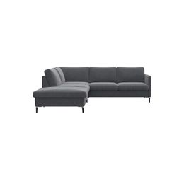 FLEXLUX Ecksofa »Fiore, L-Form« schmale Armlehnen, Füße Alu/schwarz, B/T 234/225cm, Kaltschaum im Sitz Soft Grey