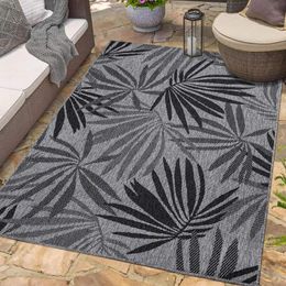 Carpet City Outdoorteppich &raquo;DUO RUG 5771&laquo; rechteckig 5 mm H&ouml;he Wendeteppich Wetterfest In- & Outdoor, Balkon, Terrasse, Wohnzimmer Anthrazit...