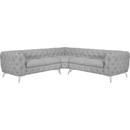 LEONIQUE Chesterfield-Sofa »Ecksofa GLYNIS L-Form mit Wellenunterfederung, Maße B/T/H 264/264/75cm« aufwändige Knopfheftung, moderne Chesterfield...