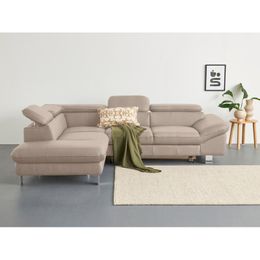 COTTA Ecksofa &raquo;Driver L-Form&laquo; mit Kopfteilverstellung, wahlweise mit Bettfunktion & Bettkasten beige Kunstleder SOFTLUX ;LEDER BEEFY (ein abgedecktes 