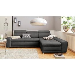 Sit & More SIT&MORE Ecksofa »Riva L-Form« inklusive Kopteilverstellung, wahlweise mit Bettfunktion anthrazit
