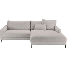 Inosign Ecksofa »Downtown, B/T/H: 272/190/84 cm L-Form« weicher Sitzkomfort auch in Cord und Bouclé, incl. Zierkissen hellgrau