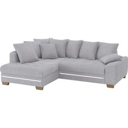 MR. COUCH Ecksofa »Nikita II, L-Form« mit RGB-LED Beleuchtung, wahlweise mit Bett, Bettkasten, Kaltschaum Stripes 8637 warm grey