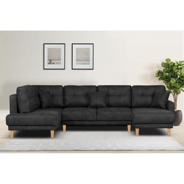 Home Affaire Wohnlandschaft »TRIPLO U-Form wahlweise mit Schlaffunktion, B/T/H: 310/192/90 cm« Schlafsofa, auch mit Bettkasten, Steppung im...