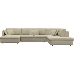 FLEXLUX Wohnlandschaft &raquo;Lovane, u-Form, bequem und komfortabel&laquo; Weich & anschmiegsam, gro&szlig;e Sitztiefe auf Kaltschaum, Dekokissen inkl. Sandy Beige