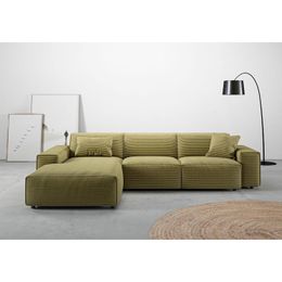 Andas Ecksofa »Glimminge auch in Breitcord, Feincord, Bouclé + Easy care-Bezug« L-Form, Breite 294, Zierkissen pistazie