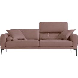 Egoitaliano 2,5-Sitzer &raquo;Masu, Designsofa mit erstklassigem Sitzkomfort&laquo; inkl. 2 Kissenrollen, R&uuml;ckenelemente manuell verstellbar, Metallf&uuml;&szlig;e rosa Leder NUVOLE (