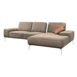 W.Schillig Ecksofa &raquo;run, Designsofa mit tollem Sitzkomfort, L-Form&laquo; mit elegantem Holzsockel, F&uuml;&szlig;e in Chrom gl&auml;nzend, Breite 279 cm beige Longlife 