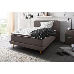 Andas Boxspringbett »Premium« Steppung mit Knopfheftung, inkl. Topper schlamm