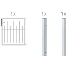 Alberts Zauneinzelt&uuml;r &raquo;Madrid&laquo; Breite: 100 cm, H&ouml;he 80 und 100 cm, feuerverzinkt silber Stahl