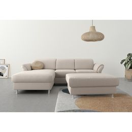 Sit & More sit&more Ecksofa &raquo;Apulia L-Form&laquo; wahlweise Bettfunktion, Bettkasten und Kopf- und Armteilverstellung grau Webstoff (100% Polyester);Struktur weich (90