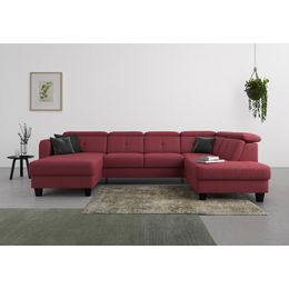 Sit & More SIT&MORE Wohnlandschaft »Belluci U-Form« Kopfteilverstellung und Federkern, wahlweise mit Bettfunktion bordeaux
