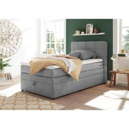 ED EXCITING DESIGN Boxspringbett »Tacoma« inkl. Bettkasten und Topper hellgrau Soro 90 light grey