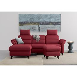 Sit & More SIT&MORE Ecksofa »Mellum L-Form« Federkern, wahlweise mit Bettfunktion, Bettkasten und Armteilfunktion bordeaux