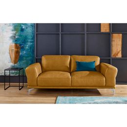 W.Schillig 2-Sitzer &raquo;montanaa&laquo; mit Metallf&uuml;&szlig;en in Silber matt, Breite 192 cm gelb