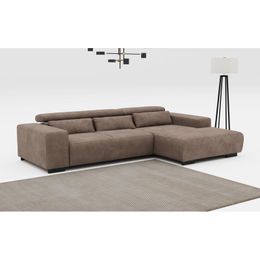 COTTA Ecksofa &raquo;Side L-Form, mit Kopfteilverstellung & 3 Nierenkissen&laquo; optional motorische Sitztiefenverstellung grau 96% POLYESTER (PES) / 4% POLYAMID