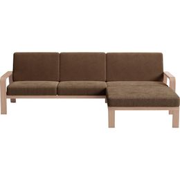 Sit & More SIT&MORE Ecksofa »Kolding L-Form« Armlehnen aus Buchenholz in natur, verschiedene Bezüge und Farben kupfer